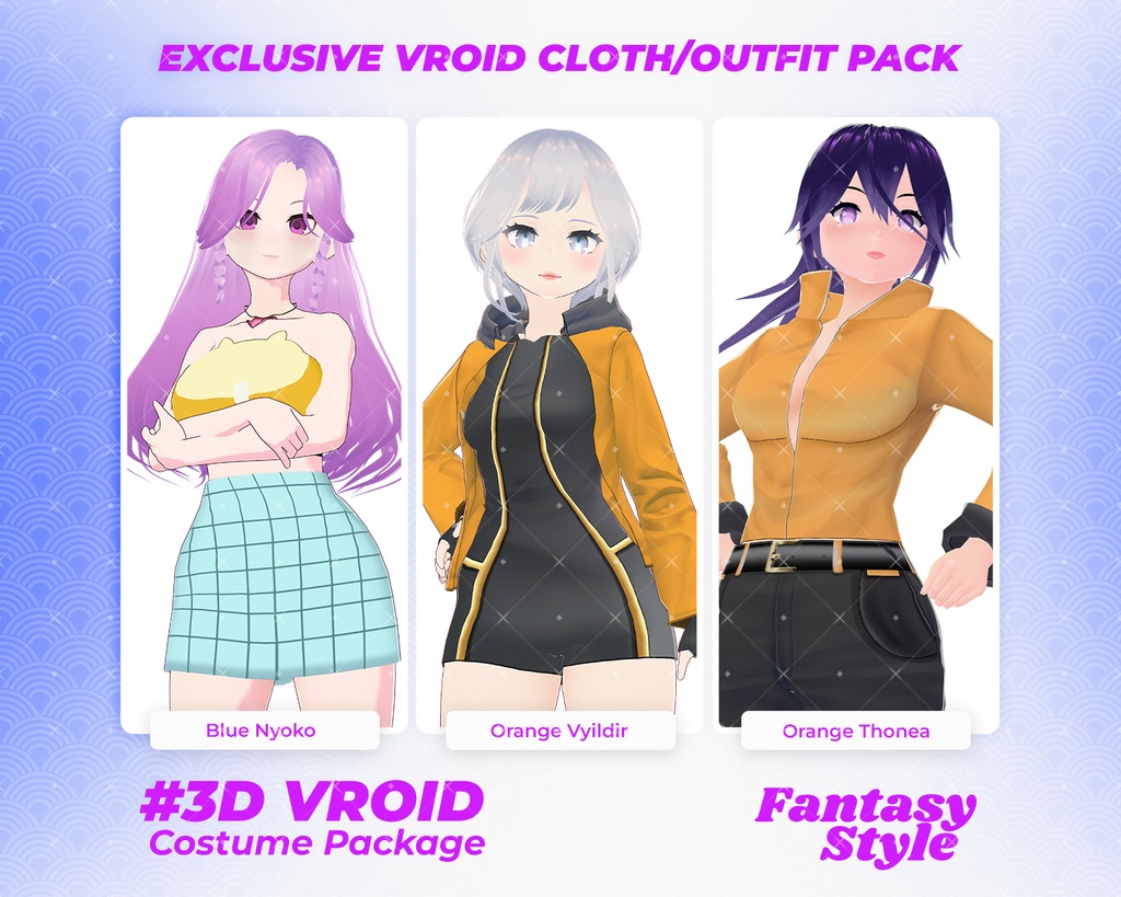 3D VRoid Outfit Pack Vibrant & Sleek Fantasy Style for VRoid Models ...