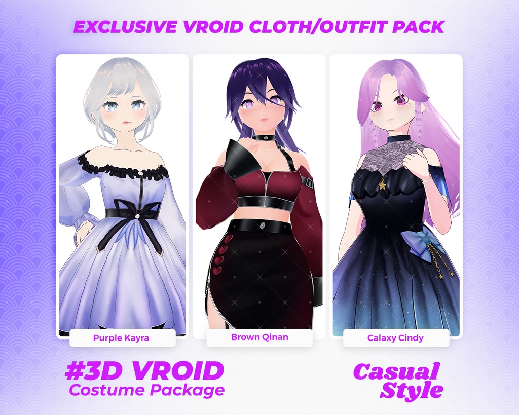 3D VRoid Outfit Pack Elegant & Trendy Casual Dresses for VRoid Models ...