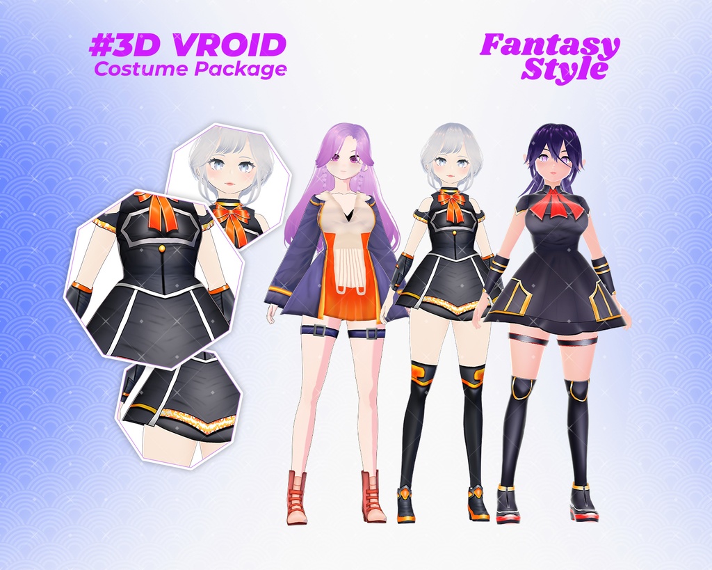 3D VRoid Outfit Pack Elegant Dark Fantasy Uniforms for VTuber & VRoid Models | VRoid Clothes ...
