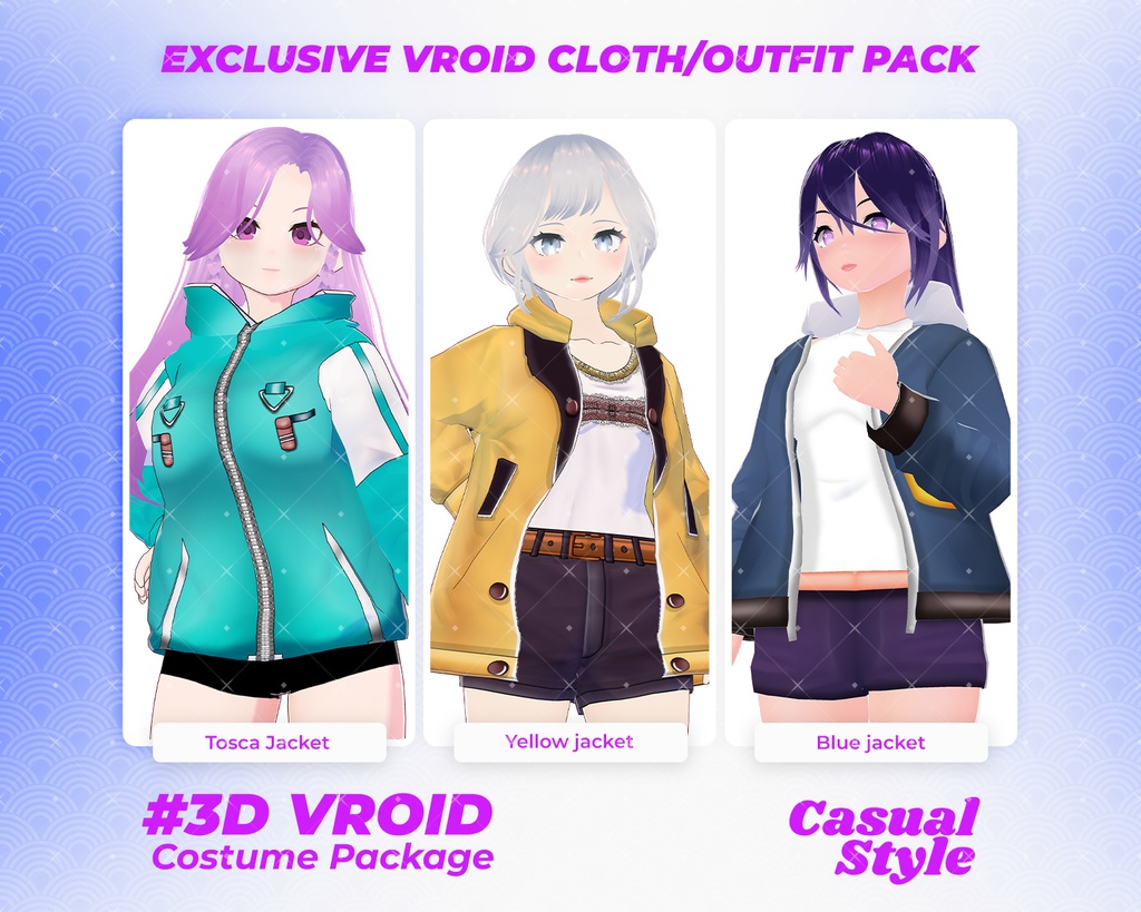 3D VRoid Outfit Pack Stylish Casual Jackets for VRoid Models | VRoid ...