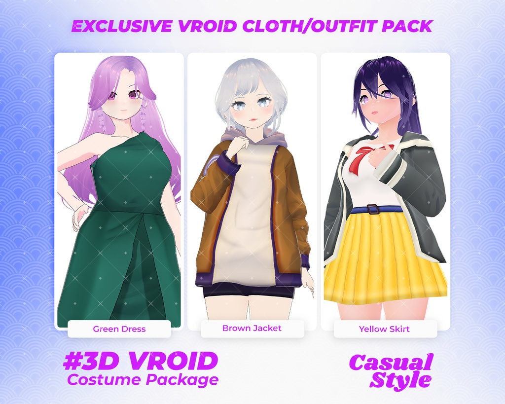 3D VRoid Outfit Pack Fresh & Trendy Casual Clothes for VRoid Models ...