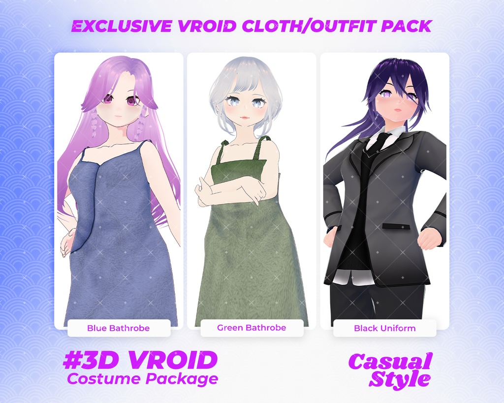 3D VRoid Outfit Pack Cozy Bathrobes & Sleek Uniform Style for VRoid ...
