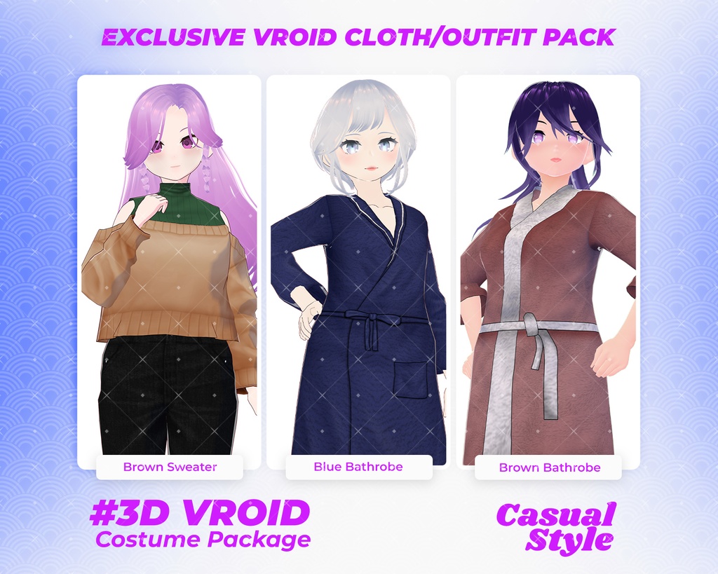 3D VRoid Outfit Pack Comfy Sweaters & Cozy Bathrobes for VRoid Models ...