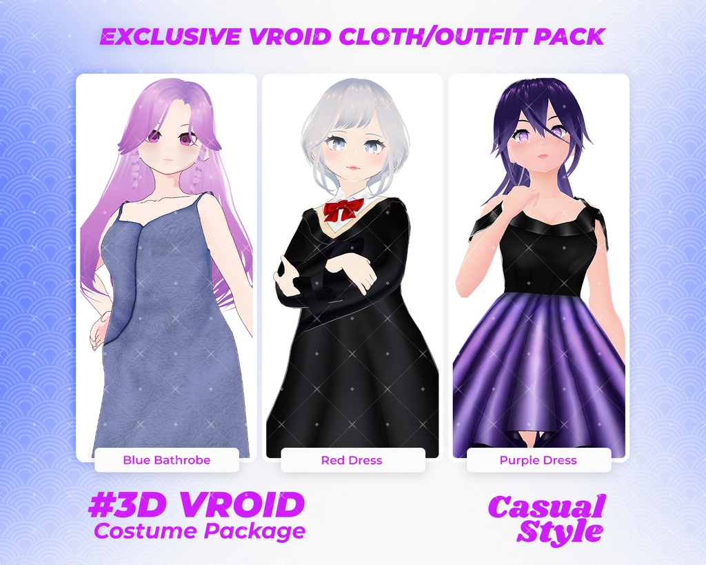 3D VRoid Outfit Pack Elegant & Cozy Dresses for VRoid Models | Casual ...