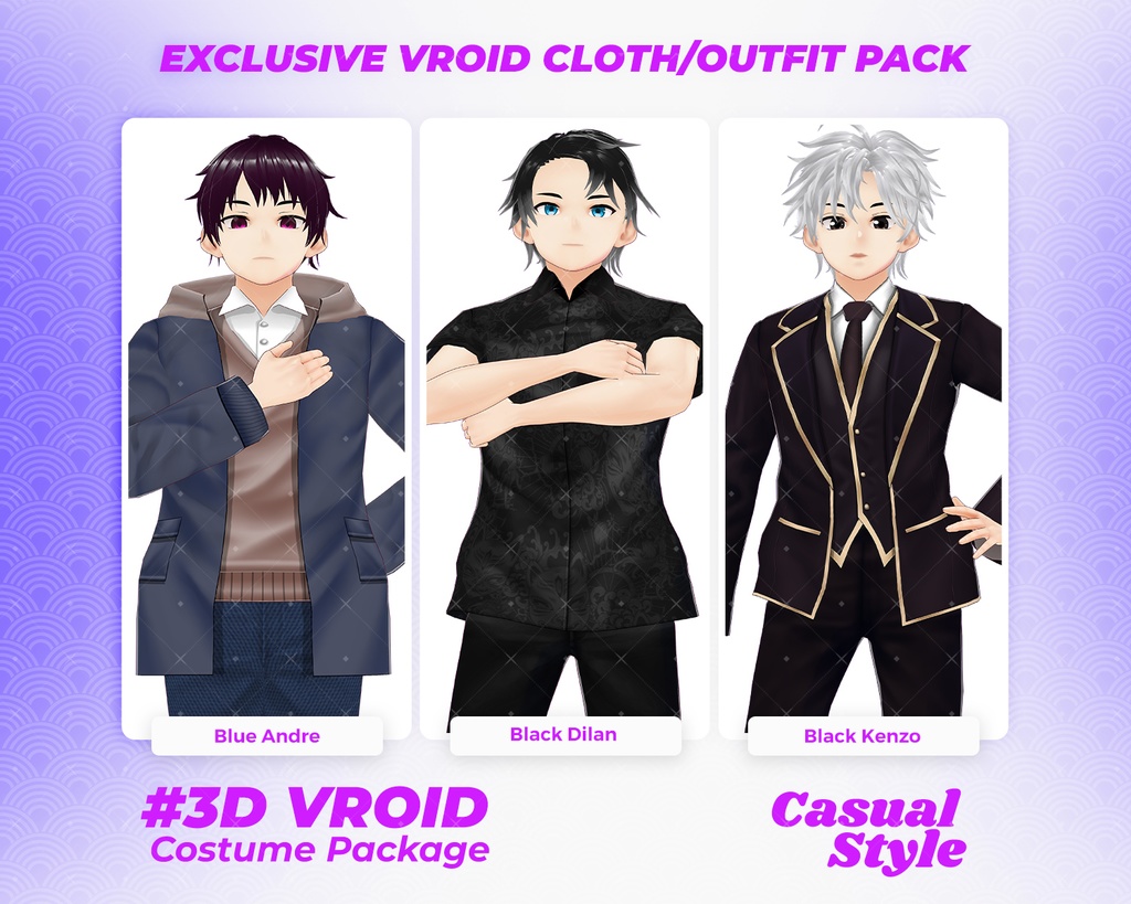 3D VRoid Outfit Pack Stylish & Versatile Casual Male Clothes for VRoid ...