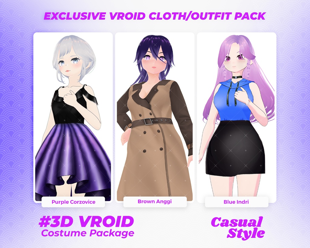 3D VRoid Outfit Pack Trendy & Sleek Casual Looks for VRoid Models ...