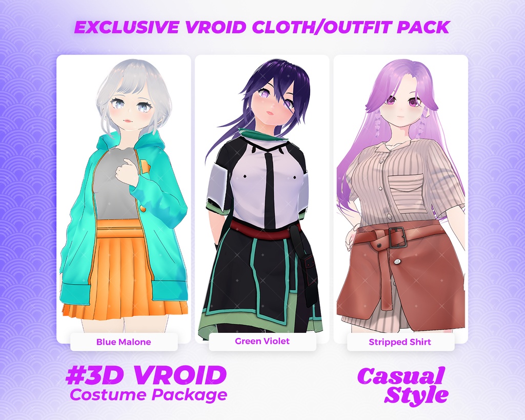 3D VRoid Outfit Pack Vibrant & Modern Casual Fashion for VRoid Models ...