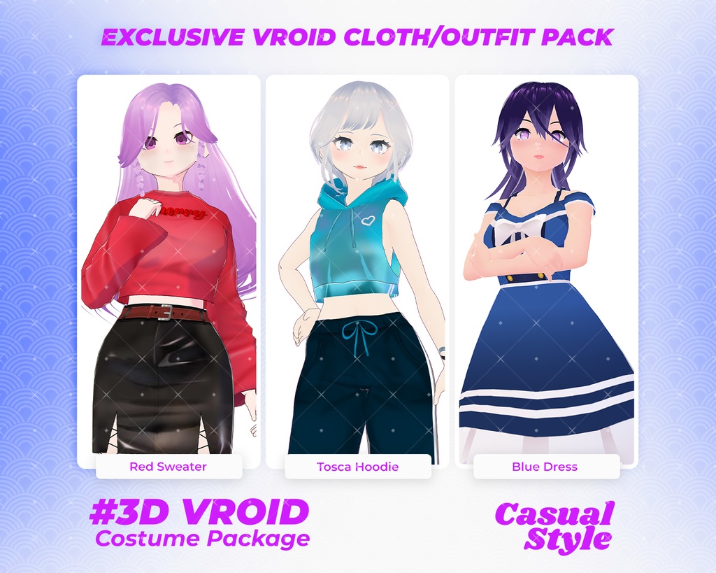 3D VRoid Outfit Pack Cozy Urban Streetwear & Modern Dresses for VRoid ...