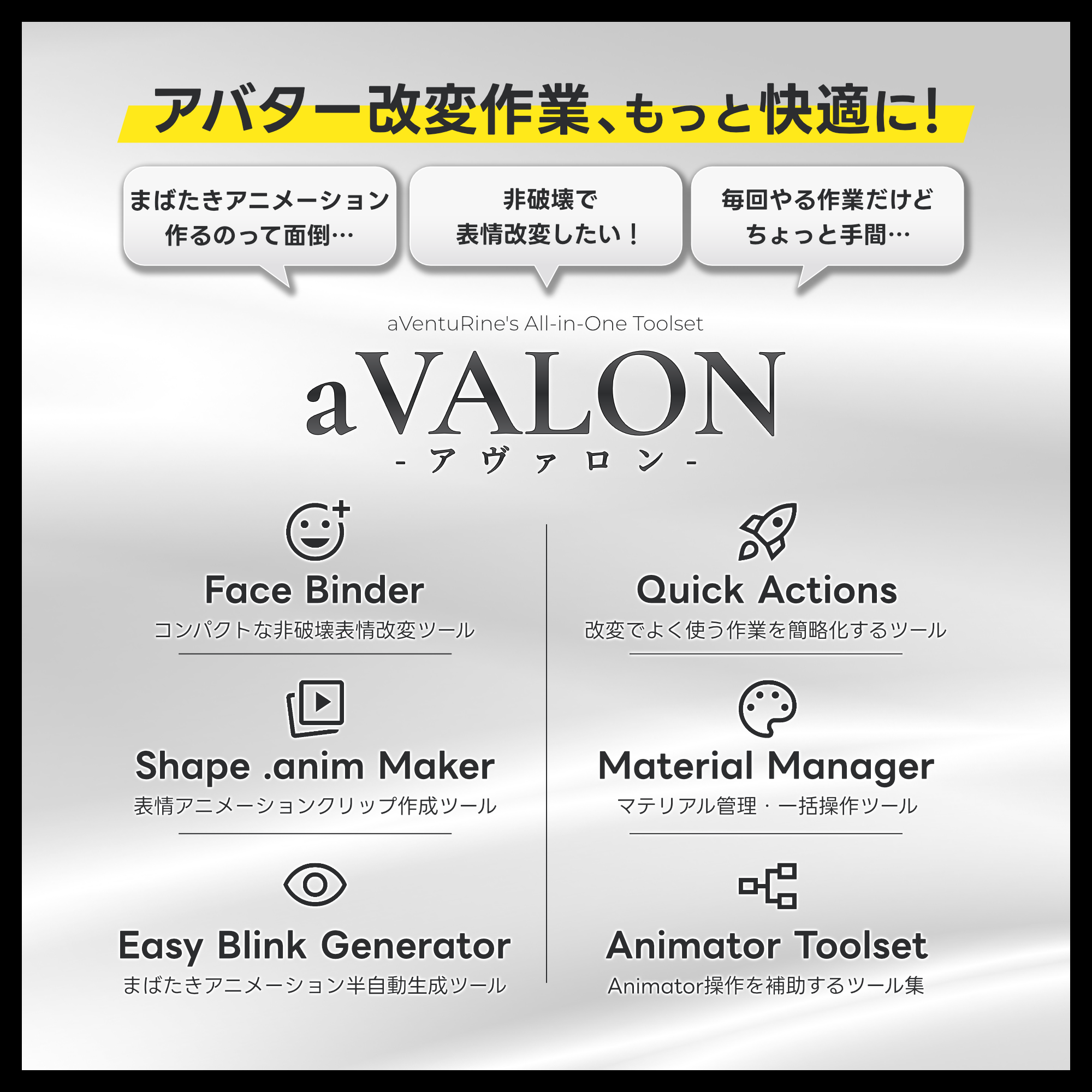aVALON - 改変作業をまとめて効率化する統合ツール【Unity Editor拡張】 - aVentuRine - BOOTH