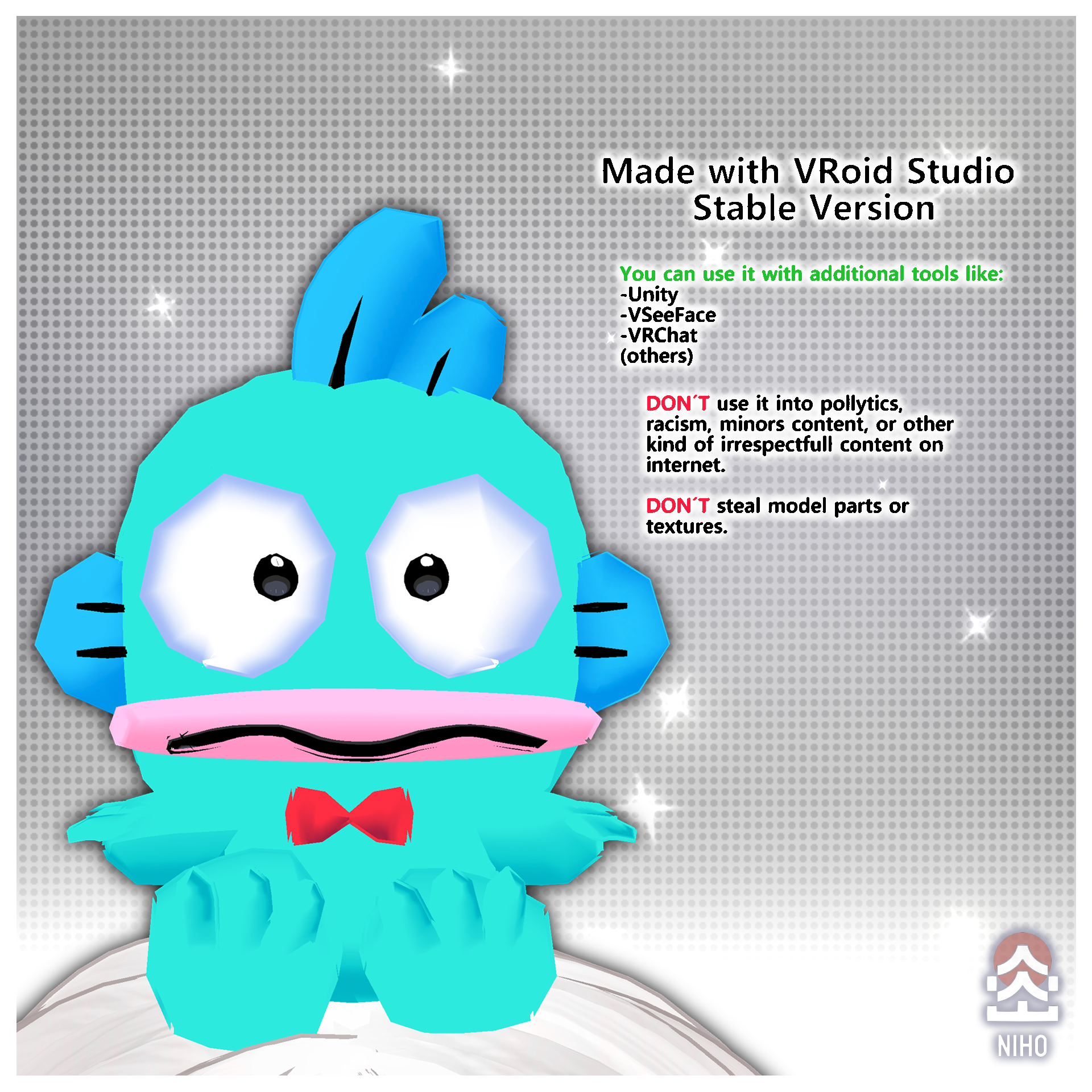 3D Hangyodon ハンギョドン Plush Head Accessory ぬいぐるみヘッドアクセサリー【VRoid】Custom ...