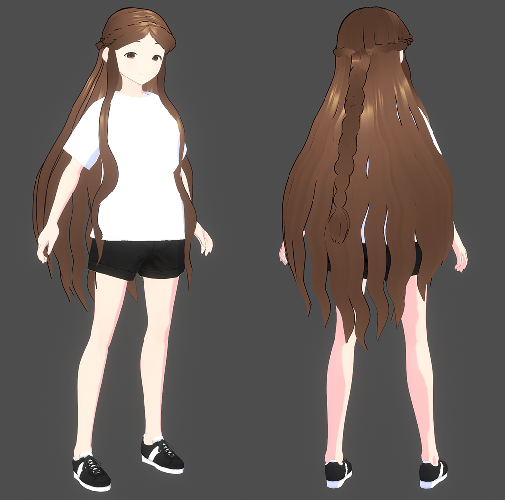 【VRoid】Long Hair, ロングヘア, Wavy, Half Up in Braid【Hair Preset】 - Faelune ...