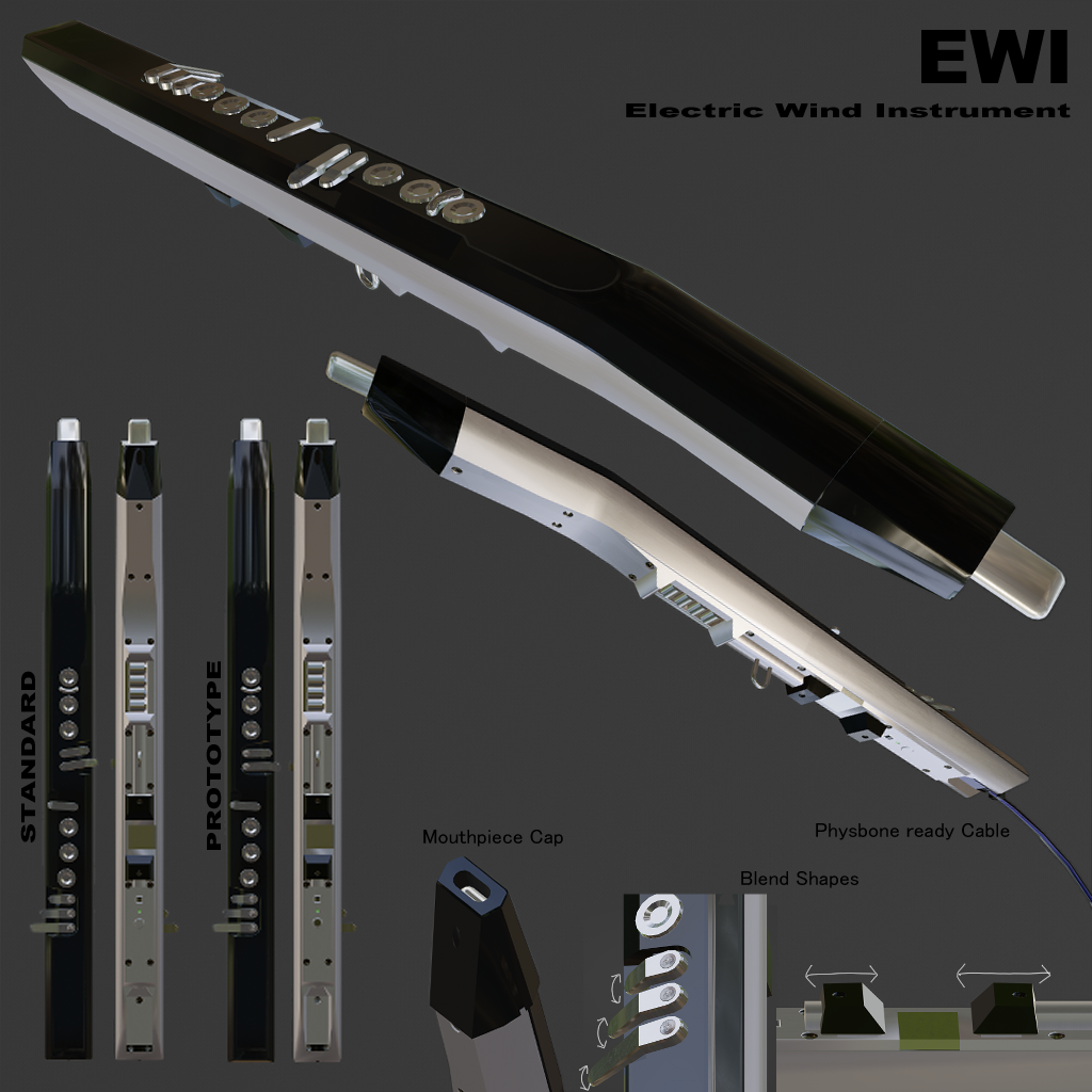 EWI Electronic Wind Instrument 3D model EWI3Dモデル - AyneInchNails - BOOTH