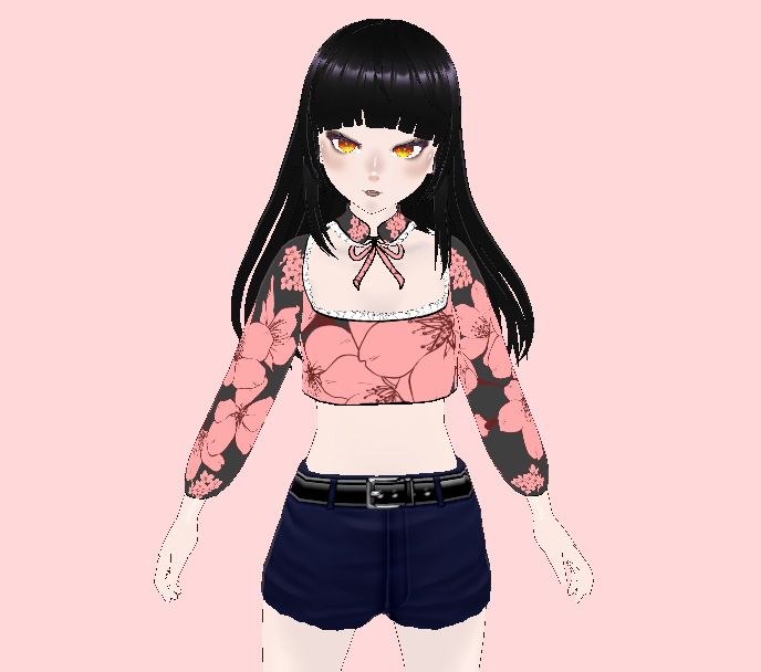 Floral Crop Top FREE Vroid Assets - peachlovecraft - BOOTH