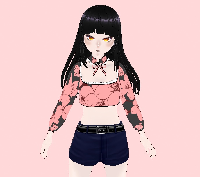Floral Crop Top FREE Vroid Assets - peachlovecraft - BOOTH