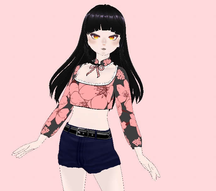 Floral Crop Top FREE Vroid Assets - peachlovecraft - BOOTH