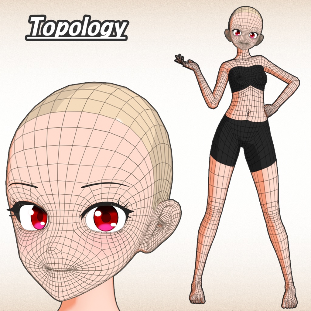 アニメキャラクター素体 For Blender、UE4、Unity - Jump!Jun - BOOTH