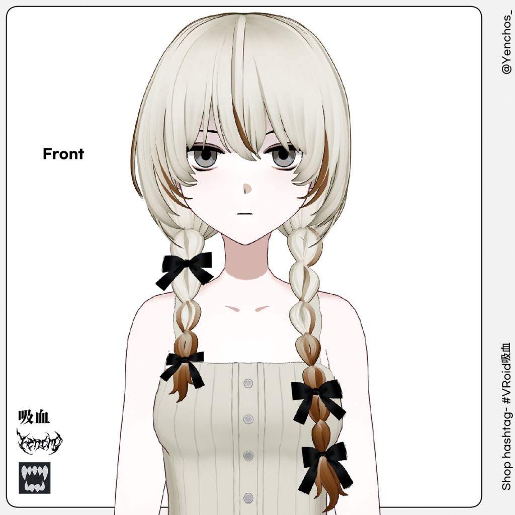 リボン三つ編み Ribbon braid hair [VRoidヘアプリセット] - VRoid吸血 - BOOTH