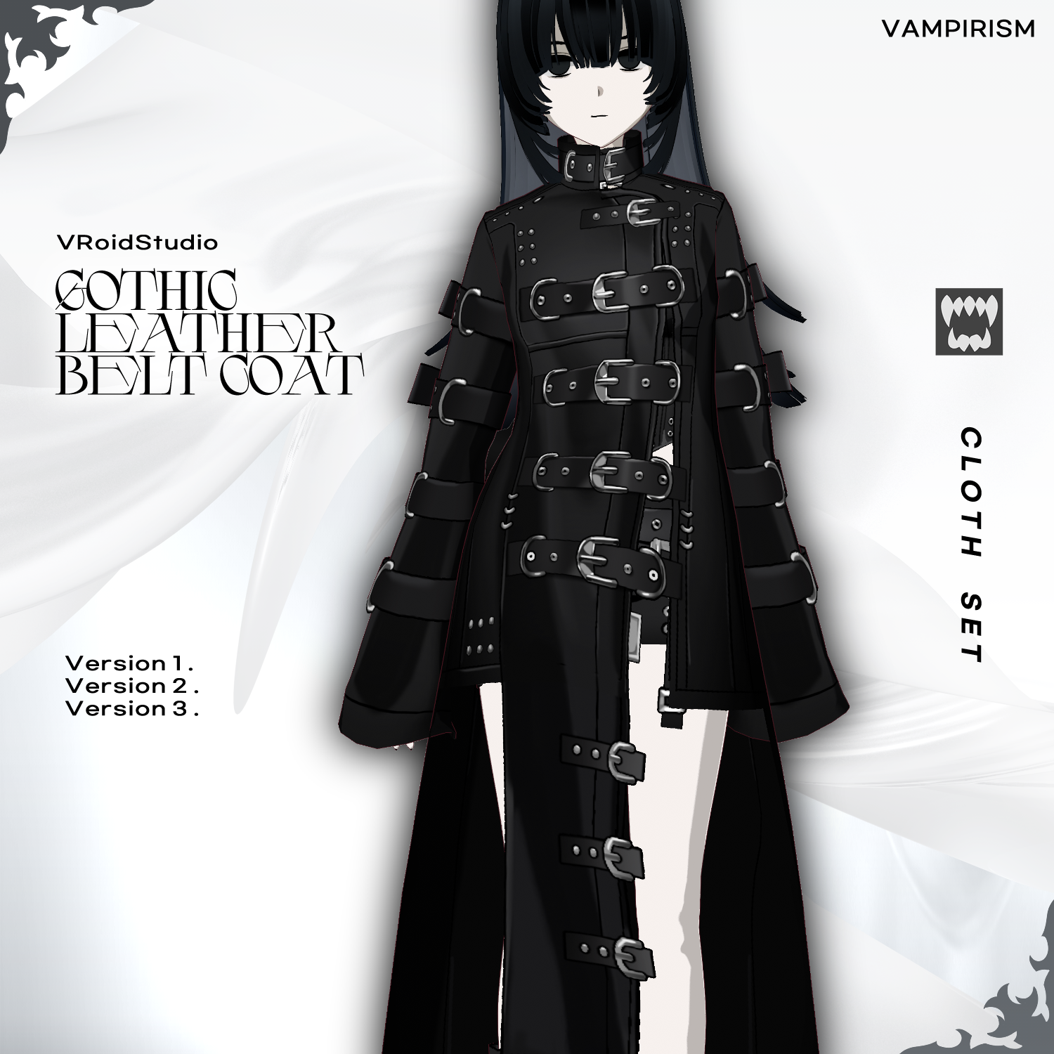 Gothic leather belt coat set [VRoid] - VRoid吸血 - BOOTH