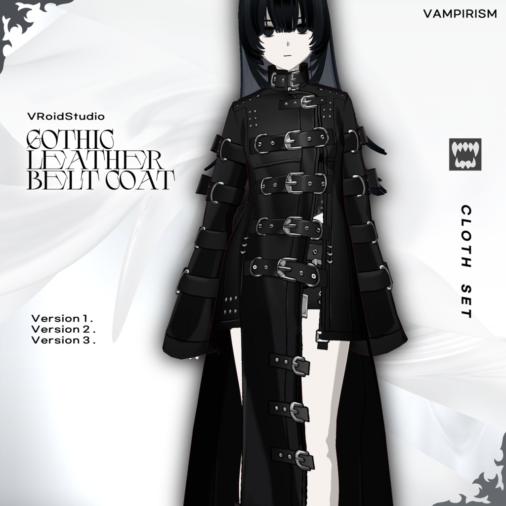 Gothic leather belt coat set [VRoid] - VRoid吸血 - BOOTH