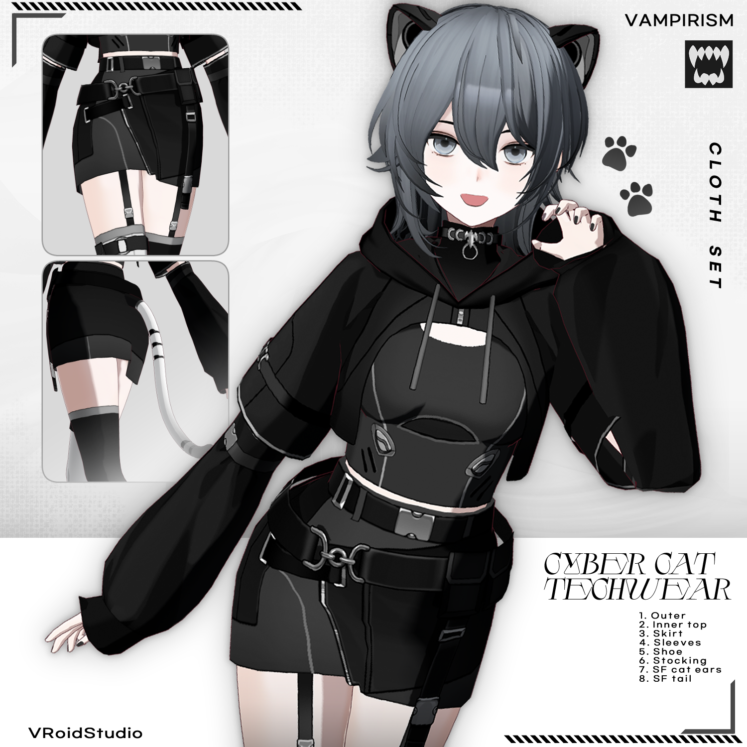 Cyber cat techwear [VRoid] - VRoid吸血 - BOOTH
