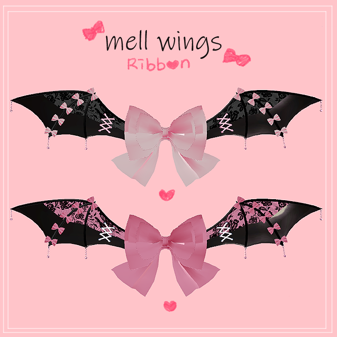 VRChat】PB対応/Liltoon】 Ribbon wings / Heart Horn set - Melling - BOOTH