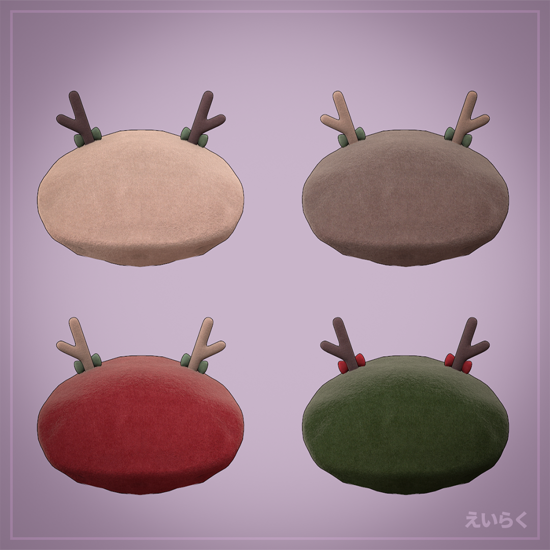 【VRChat想定】馴鹿ベレー帽 Reindeer Beret Hat - えいらく - BOOTH
