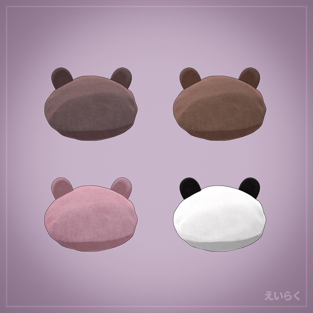 【VRChat想定】熊ベレー帽 Bear Beret Hat - えいらく - BOOTH