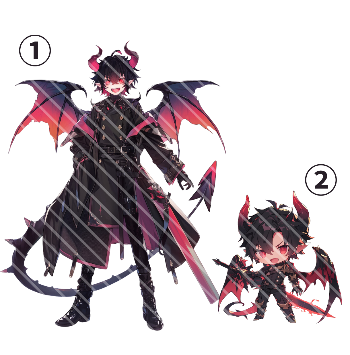 【完売】かっこいい悪魔のような男の子 IRIAM立ち絵・SDデビュー完全9点セット - サボのIRIAM立ち絵屋さん - BOOTH