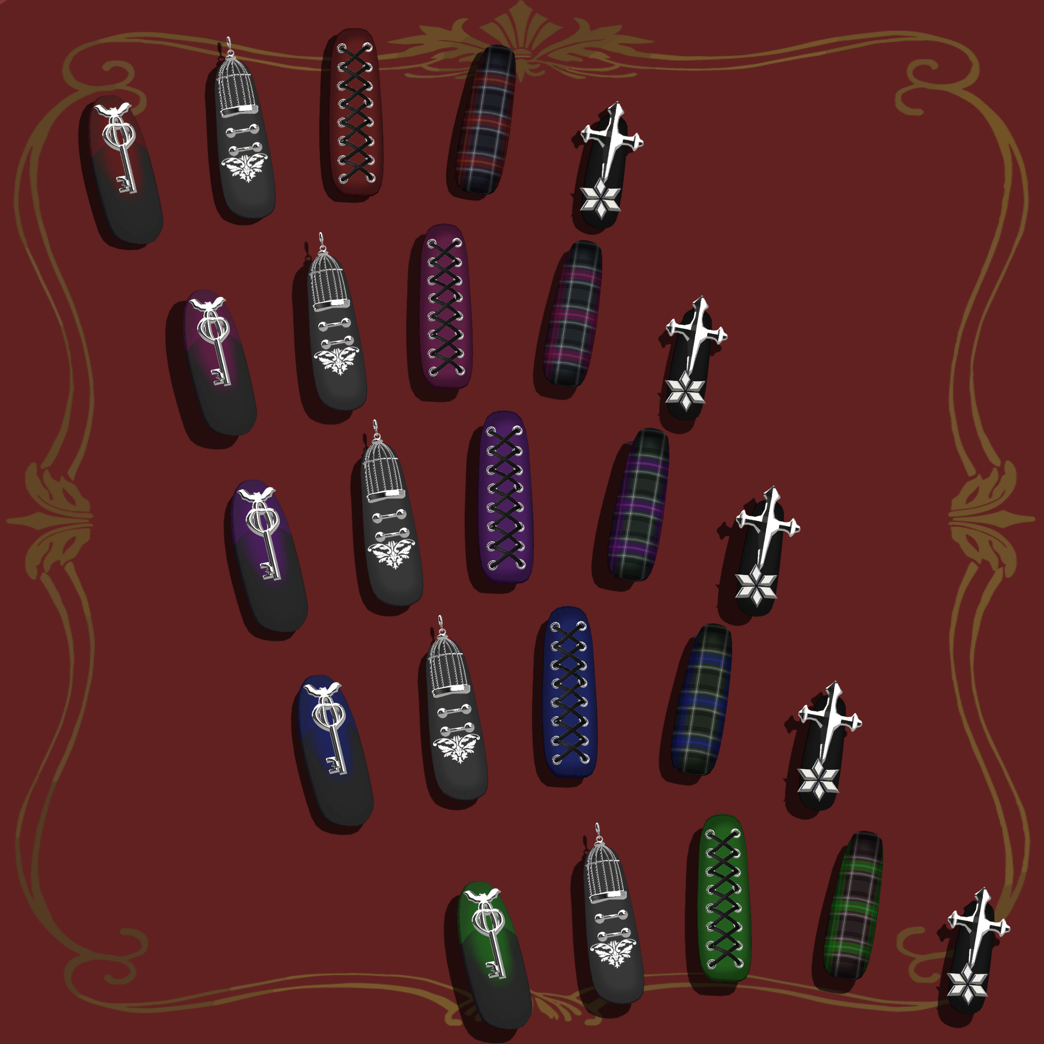 【無料あり】【VRChat】12アバター対応 ゴシック地雷ネイル zirai nail - #nightMEAshop - BOOTH