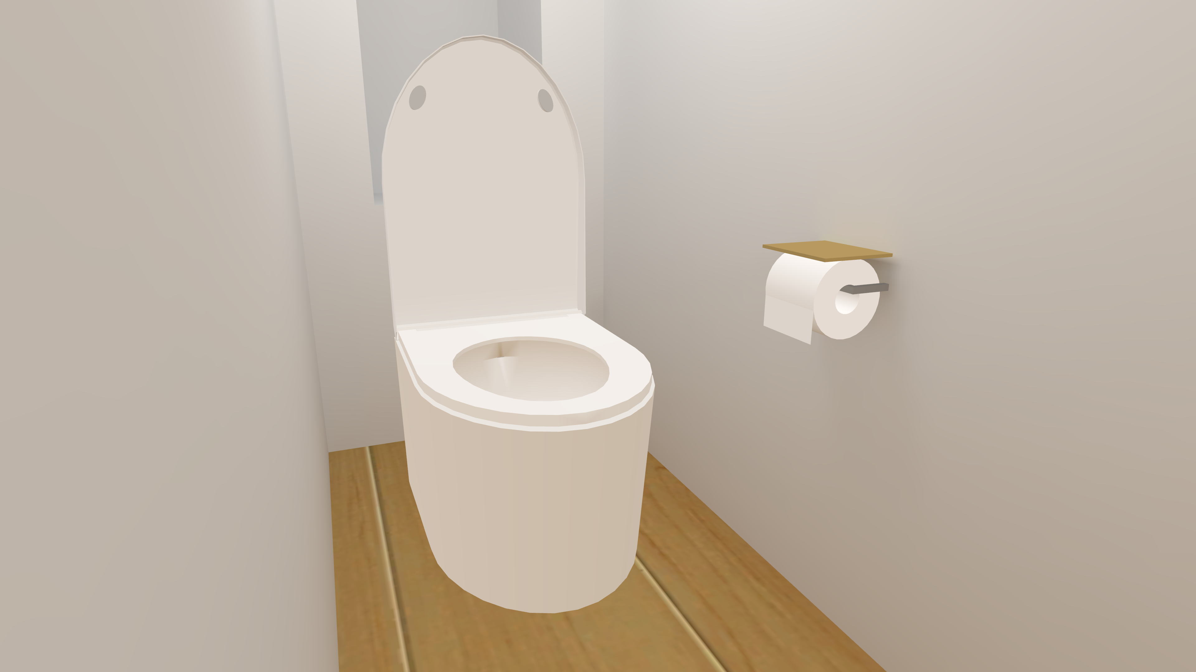 【3Dモデル】タンクレストイレ & トイレットペーパー(ホルダー付き) ／ [3D model] Tankless toilet & Toilet paper (with holder ...