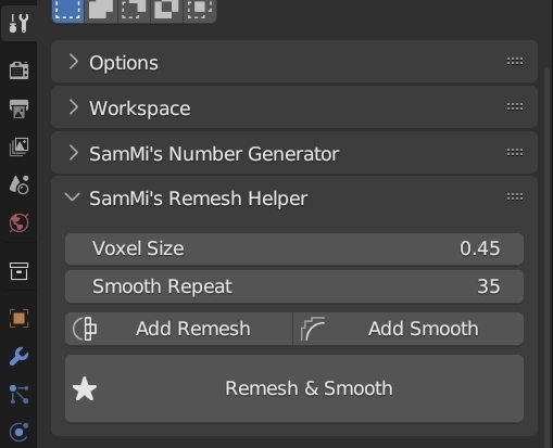 SamMi's Remesh Helper! Blender Addon | RemeshとSmoothをワンクリックで追加できます ...