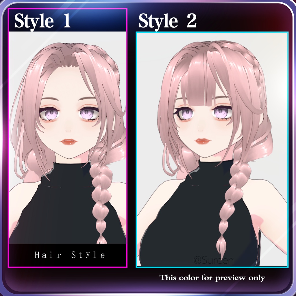 [Vroid] Braid cool girl hair preset (2 Style) / with face - Surcen - BOOTH