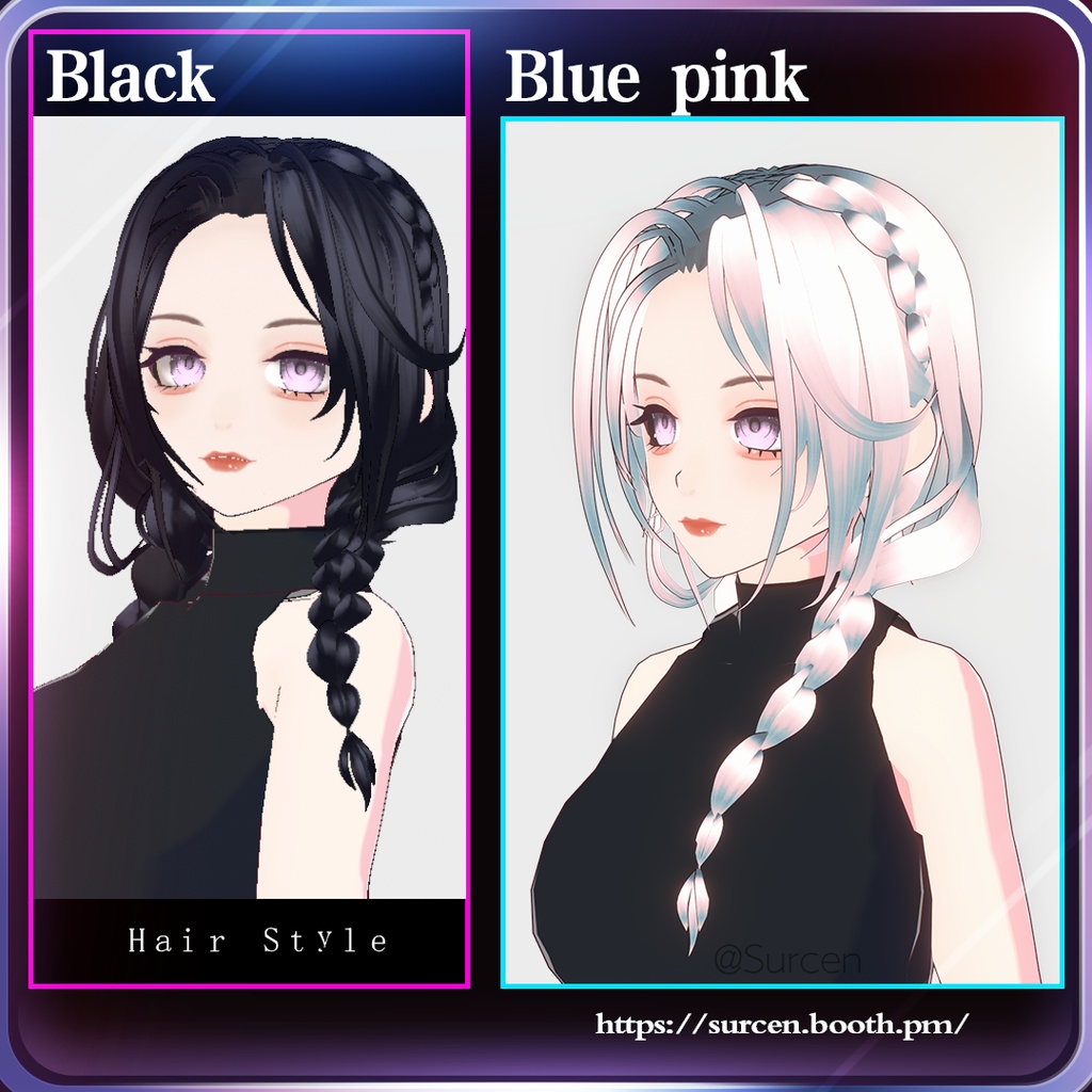 [Vroid] Braid cool girl hair preset (2 Style) / with face - Surcen - BOOTH