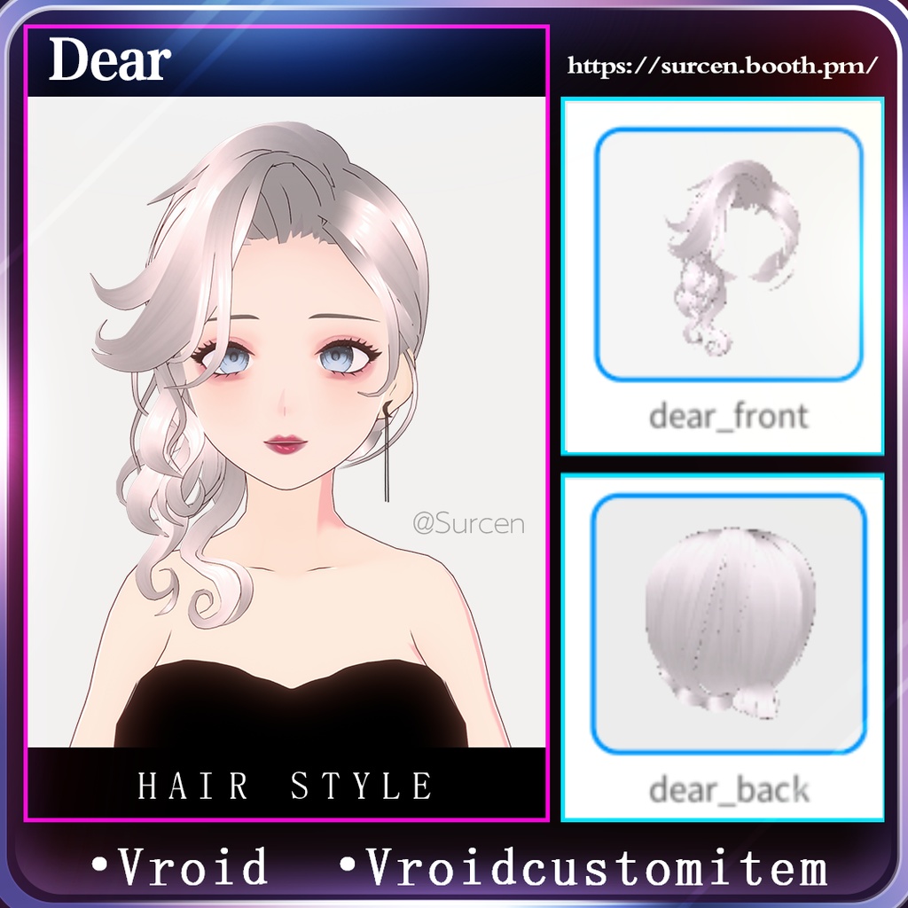 [Vroid] Side curly girl hair preset with face - Surcen - BOOTH