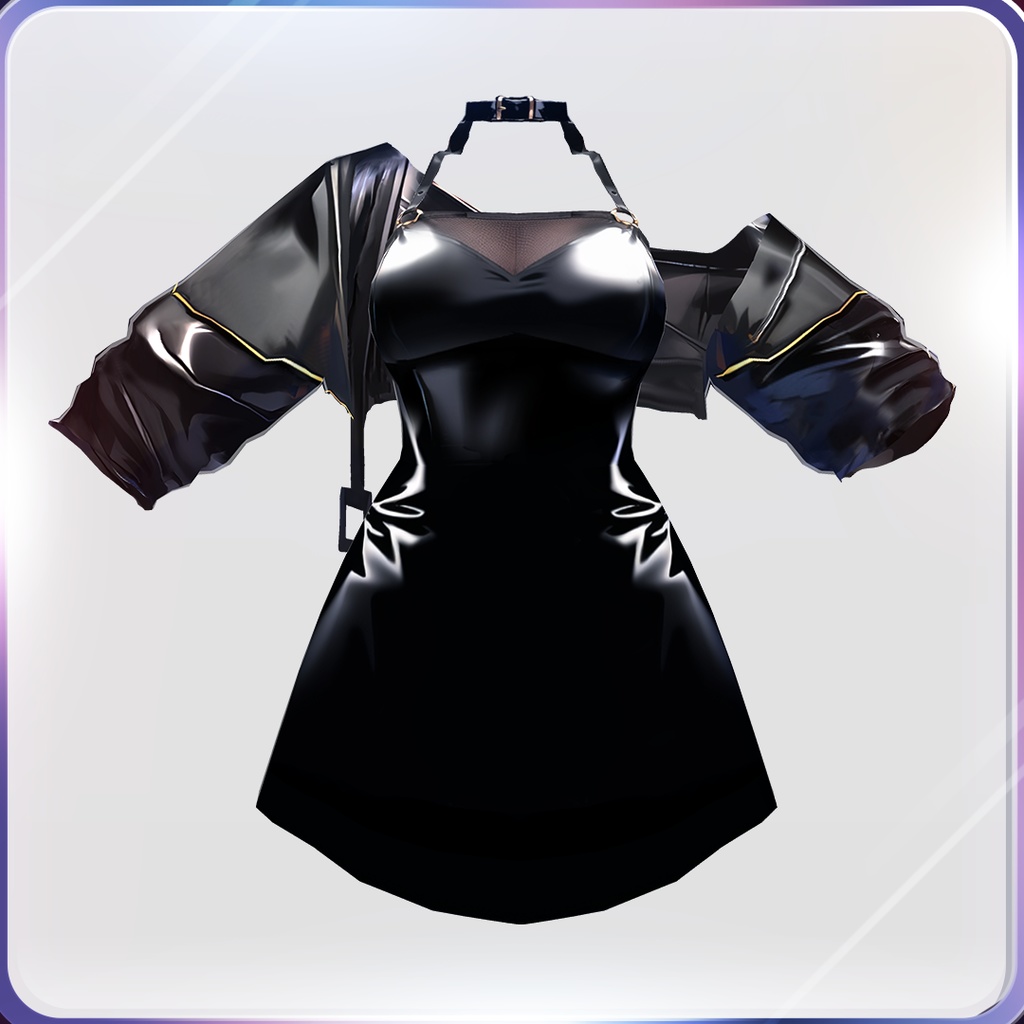 [无料][Vroid] Free Black Leather Outfit Set - Surcen - BOOTH