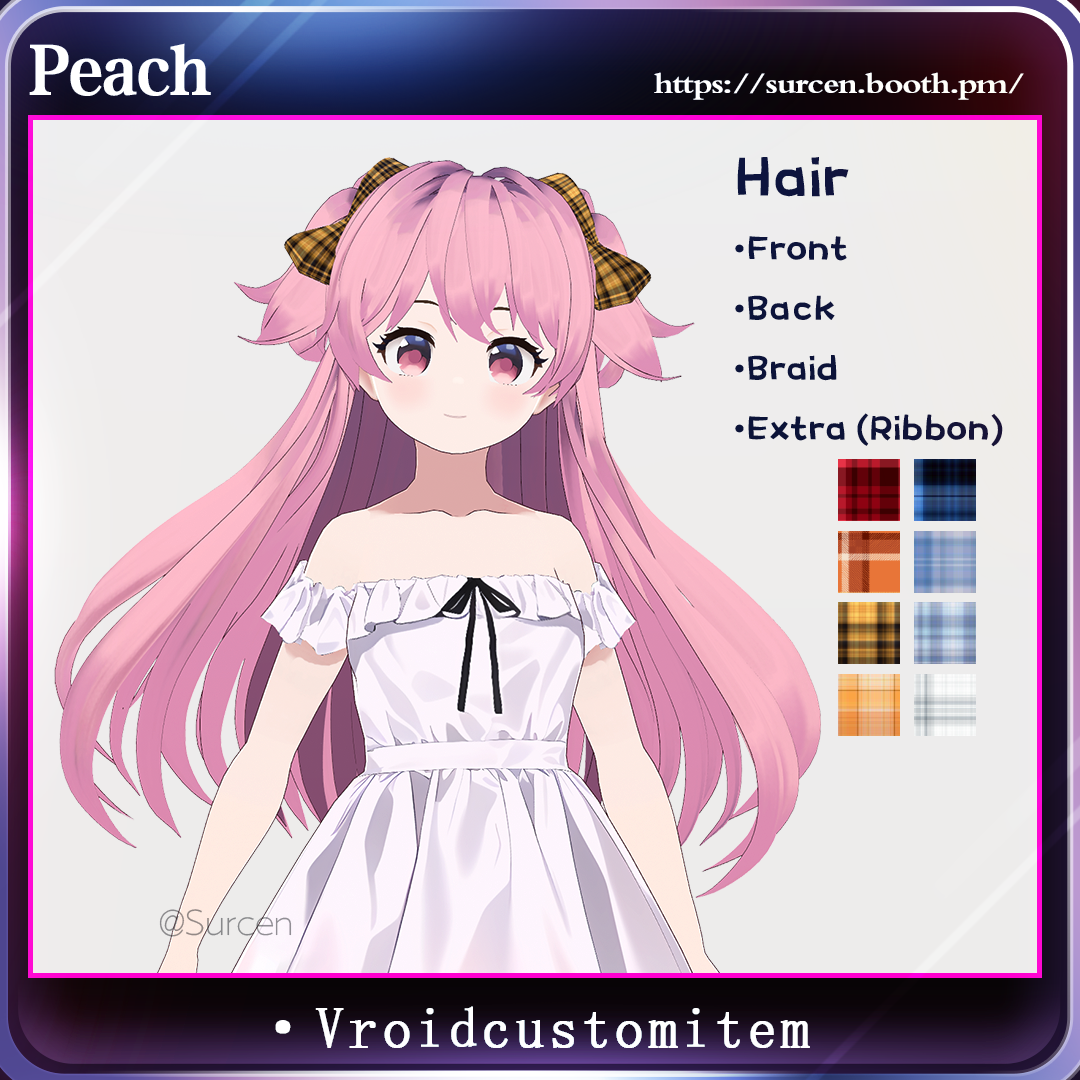 [Vroid] [Girl Hair] Short twintails with ribbon - Surcen - BOOTH