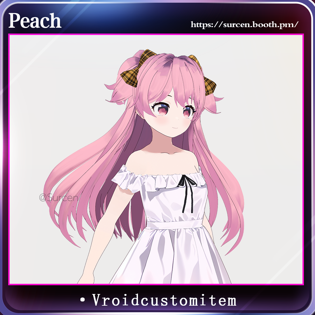 [Vroid] [Girl Hair] Short twintails with ribbon - Surcen - BOOTH