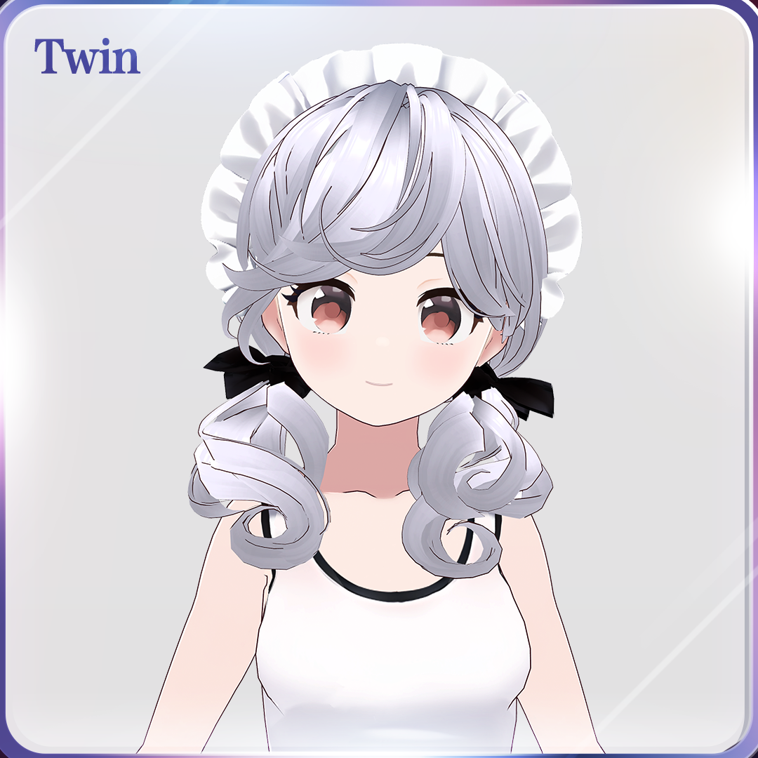 [Vroid] Girl hair preset / Curly hair / Maid hair × 3 / Low twintails ...