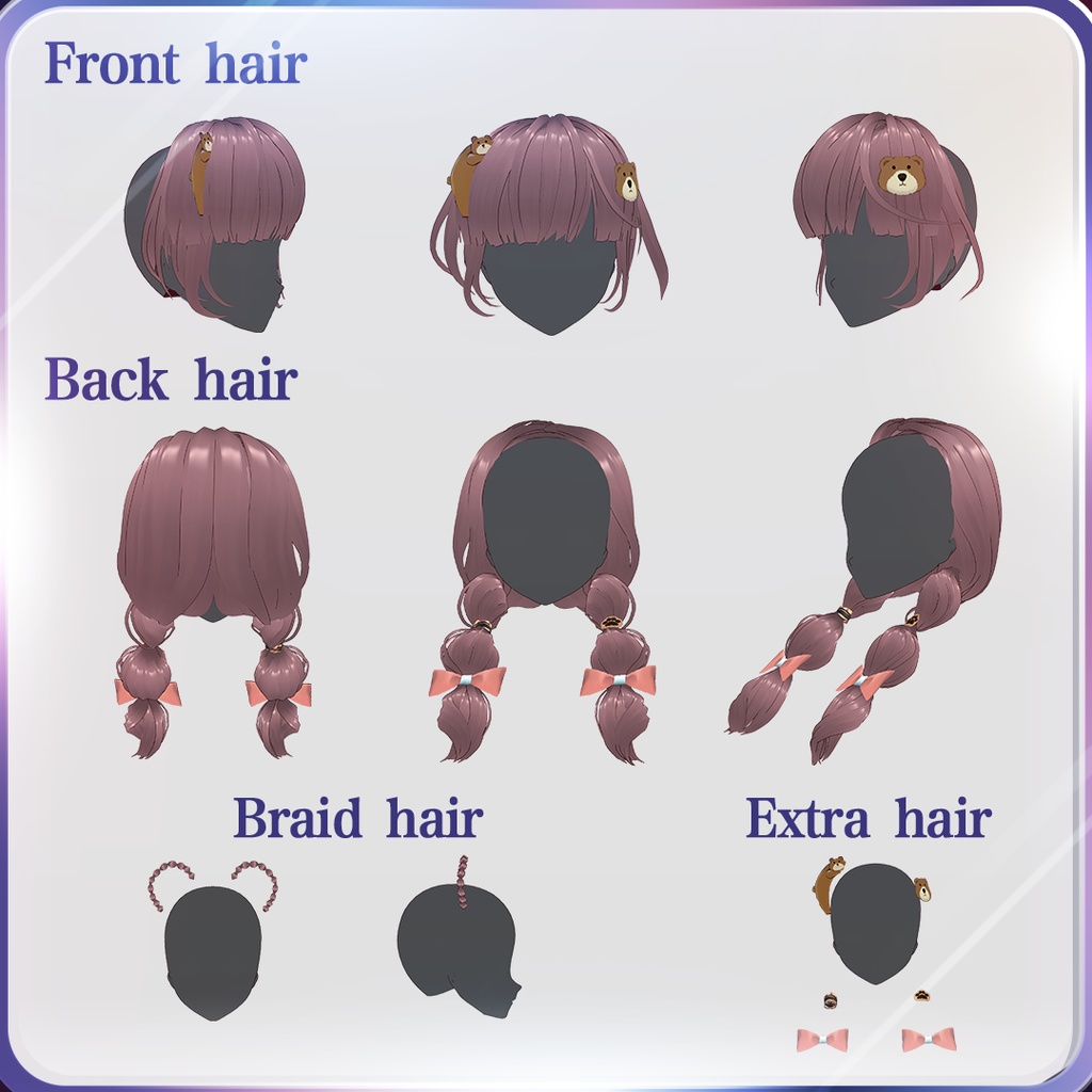 [Vroid] Girl hair preset / Bubble Braids / Cute Girl / Bear - Surcen ...