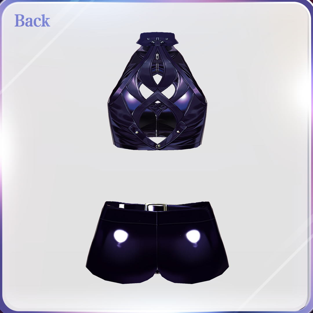 [Vroid] Strappy Crop Tops ストラップ付きクロップトップ/ Halter Neck / Leather Inner ...