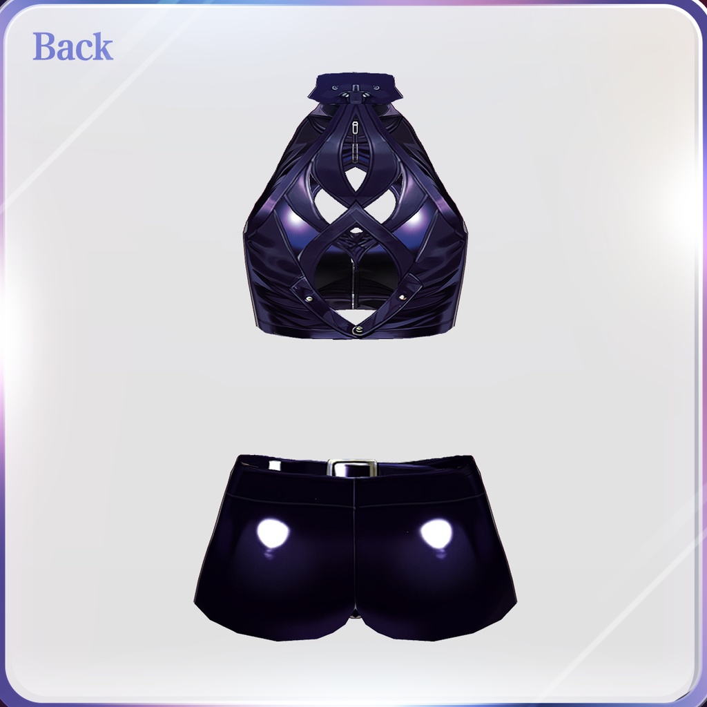 [Vroid] Strappy Crop Tops ストラップ付きクロップトップ/ Halter Neck / Leather Inner ...