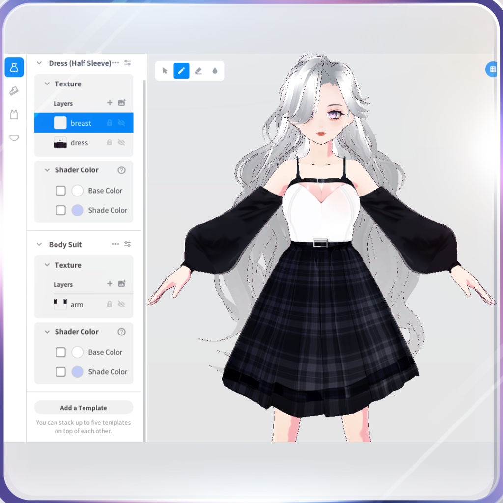 [Vroid] Plaid dress / Black and White - Surcen - BOOTH