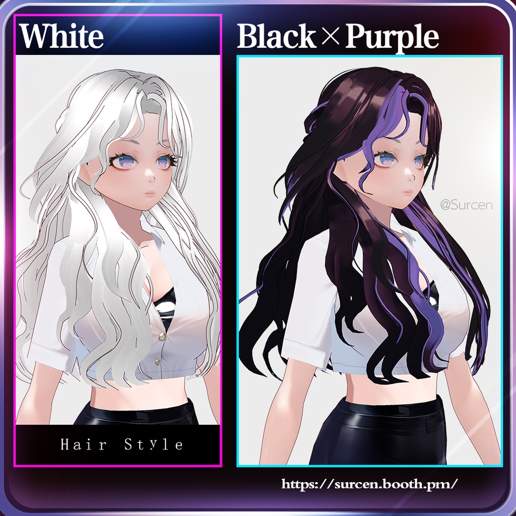 [Vroid] Black × Purple / ハイライトHighlights hair / Magic Mirror - Surcen ...