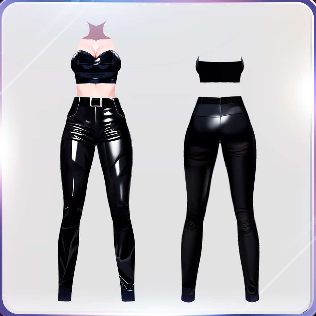 [无料][Vroid] Free Black Leather Outfit Set / Leather Long Pant - Surcen ...