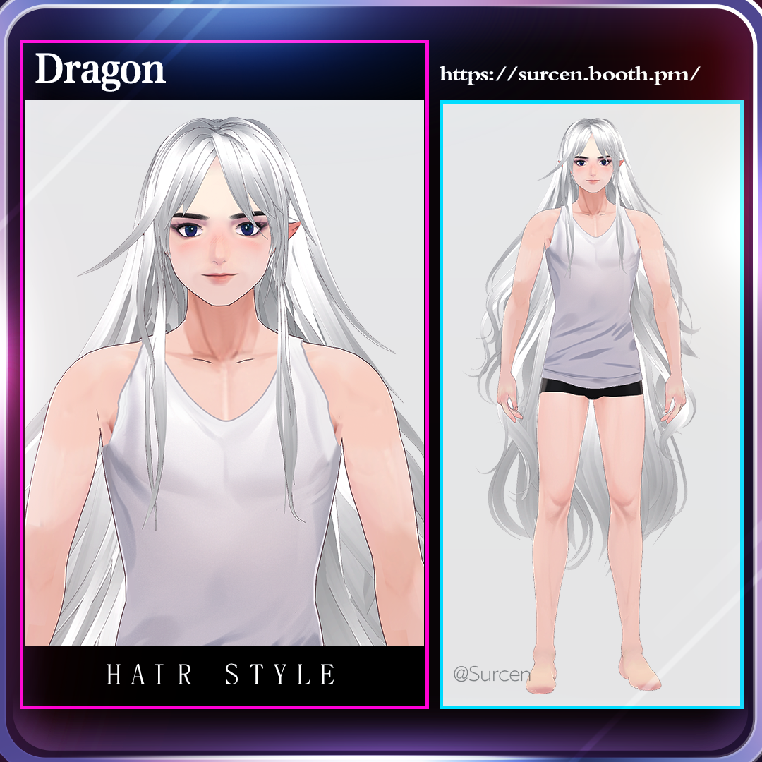 [Vroid] Unisex hair preset / Very Long hair/ Fluffy hair/ Dragon ...
