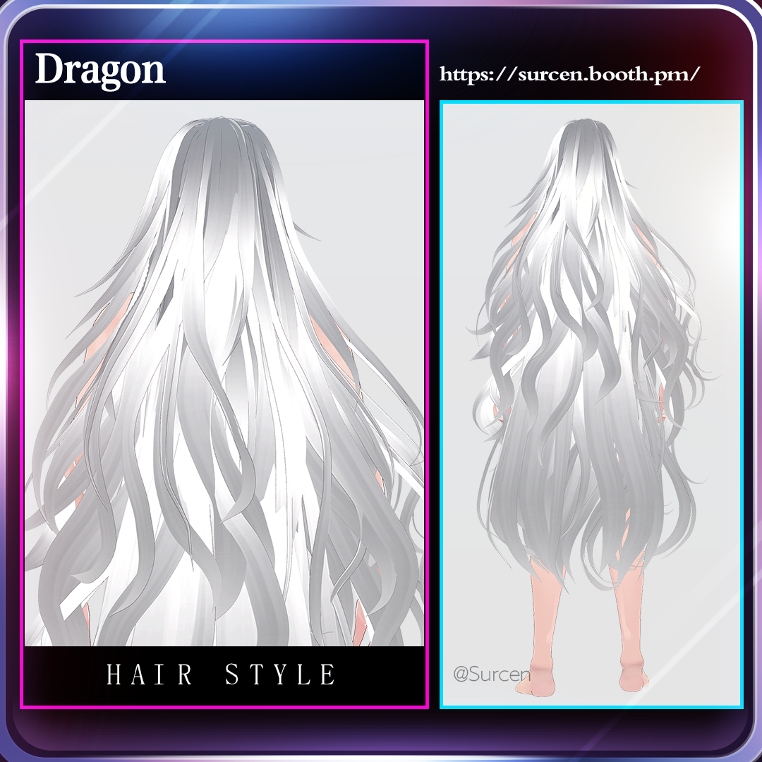 [Vroid] Unisex hair preset / Very Long hair/ Fluffy hair/ Dragon ...