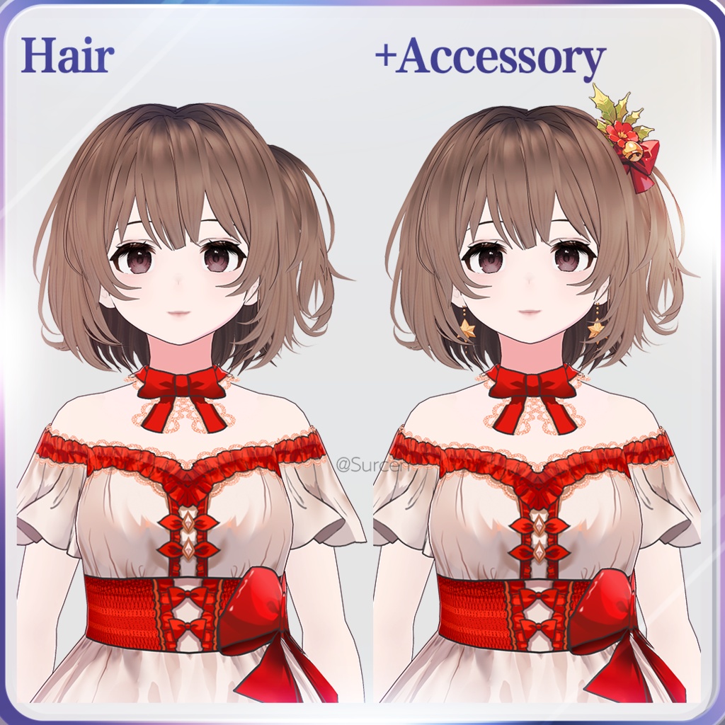 [Vroid] Short hair / One side ponytail / Fluffy Girl hairstyle / Merry ...