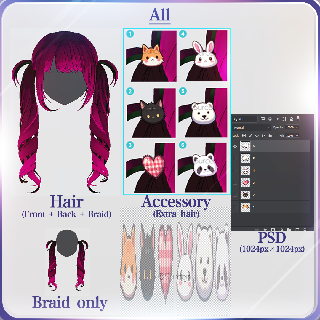 [Vroid] Curly Twintails / Jirai Kei / Girl hairstyle / Hair + Accessory ...