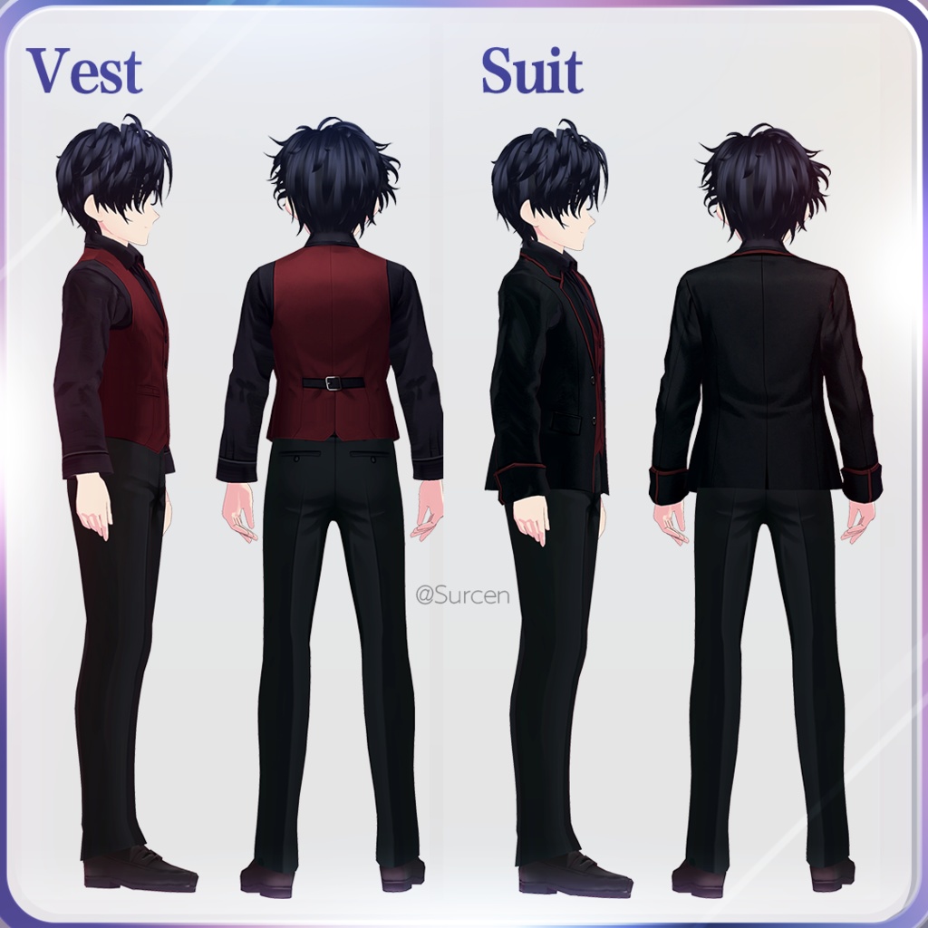 [Vroid] Red Vest Suit / レッドベストスーツ / Male Suit Outfit - Surcen - BOOTH