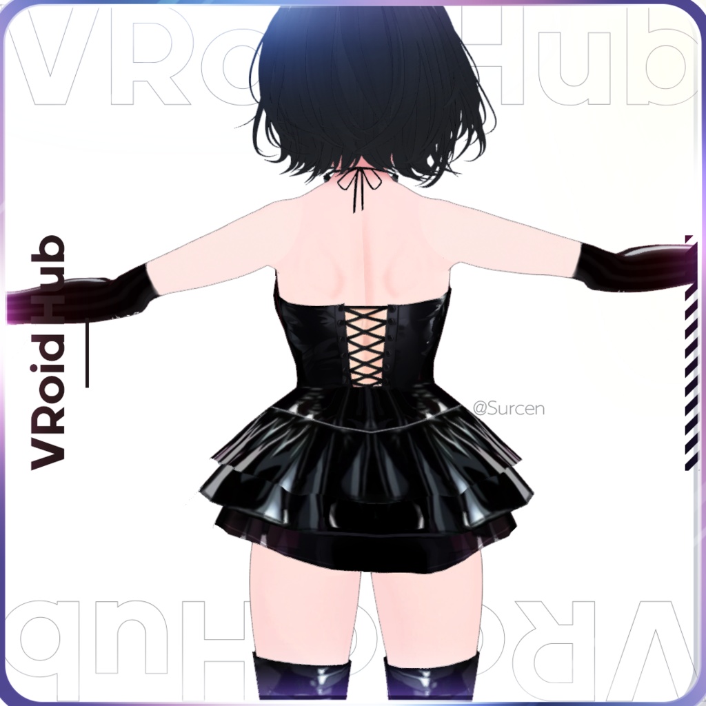 [Vroid] Sexy Lace-up Latex / Tight-fitting PVC outfit / Breast layer ...